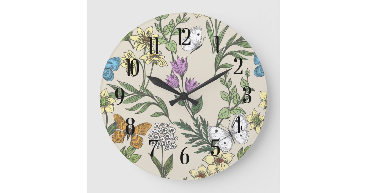Wild Garden Large Clock | Zazzle