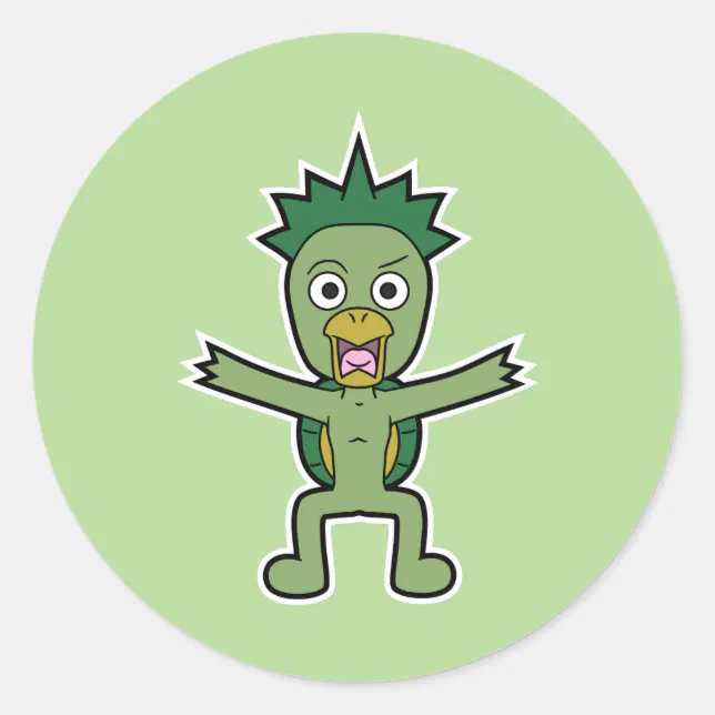 Wild Gawappa- Japanese Kappa Yokai Monster Classic Round Sticker | Zazzle