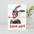 Wild hare dressed in a pilots uniform (hare pilot) card | Zazzle