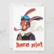 Wild hare dressed in a pilots uniform (hare pilot) card | Zazzle
