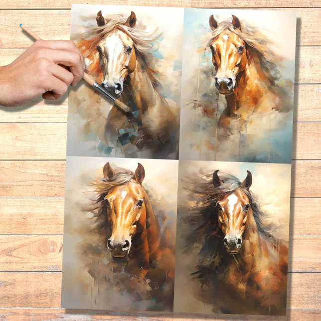Wild Horse Collage 1 Decoupage Paper | Zazzle