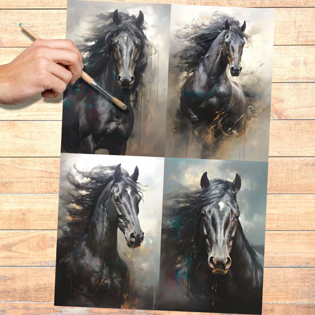 Wild Horse Collage 4 Decoupage Paper | Zazzle