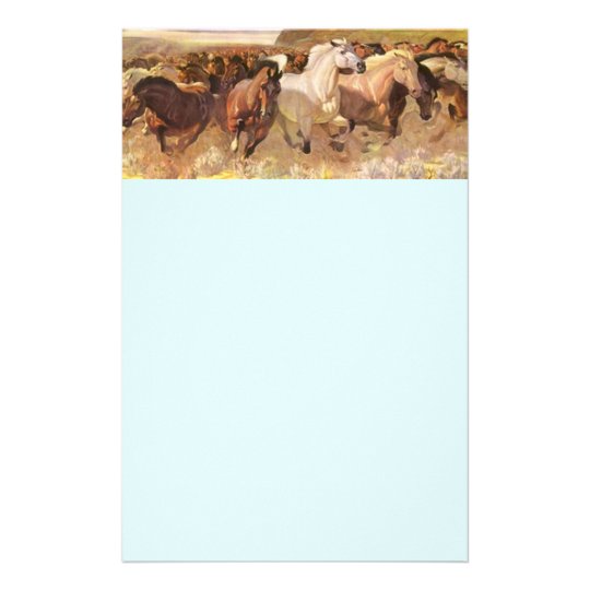 Wild Horses Horse Letterhead Stationery Light Blue | Zazzle.com