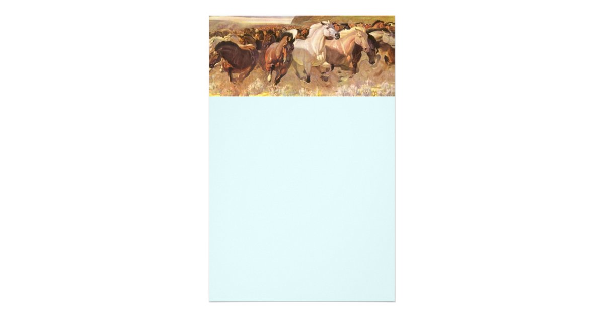 Wild Horses Horse Letterhead Stationery Light Blue | Zazzle.com