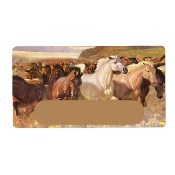 Wild Horses Horse Run Stampede Art Address Label | Zazzle.com