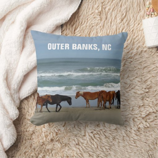 Wild Horses Outer Banks OBX North Carolina Throw Pillow | Zazzle
