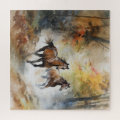 Wild Horses Running Forest Watercolor Jigsaw Puzzle | Zazzle