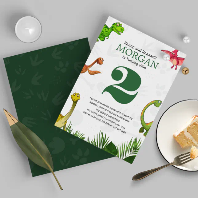 Wild Jungle Dinosaur Adventure Kids Birthday Invitation | Zazzle
