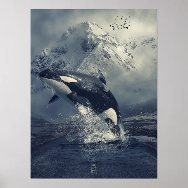 Wild Killer Whale Jumping Poster | Zazzle