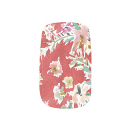WILD LOVE Bold Red Floral Minx Nail Art | Zazzle