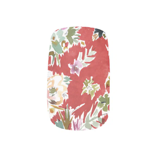 WILD LOVE Bold Red Floral Minx Nail Art | Zazzle