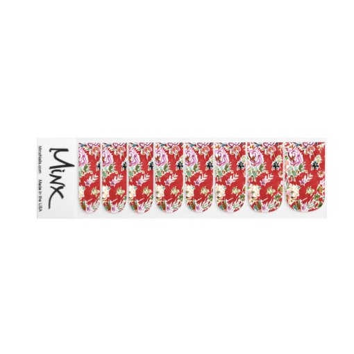 WILD LOVE Bold Red Floral Minx Nail Art | Zazzle