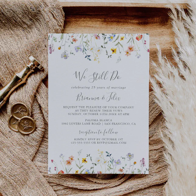Wild Multicolor Floral We Still Do Vow Renewal Invitation | Zazzle