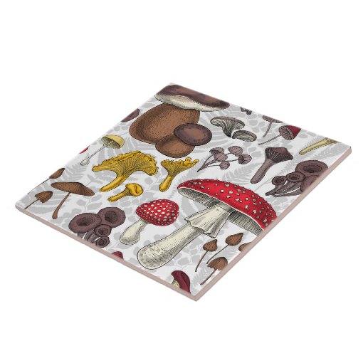 Wild mushrooms ceramic tile | Zazzle