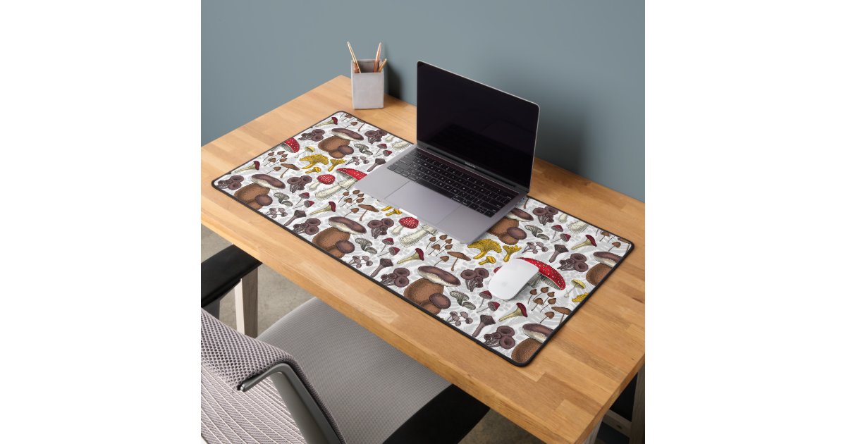 Wild mushrooms desk mat | Zazzle