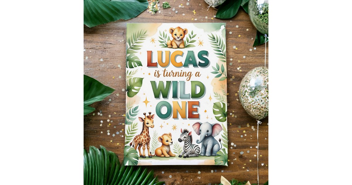 Wild One 1st Birthday Invitation Card - Lucas | Zazzle