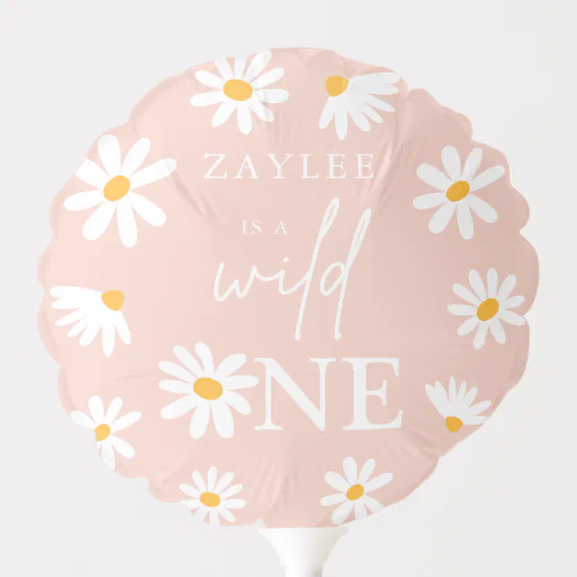 Wild One 1st Birthday Party Boho Blush Pink Daisy Balloon | Zazzle