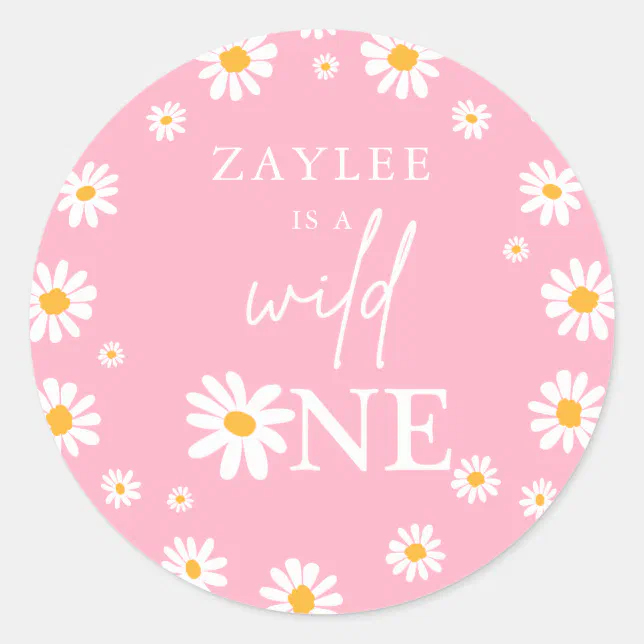 Wild One 1st Birthday Party Boho Retro Daisy Class Classic Round ...