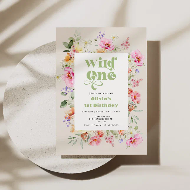 Wild one 1st birthday wildflower invitation | Zazzle