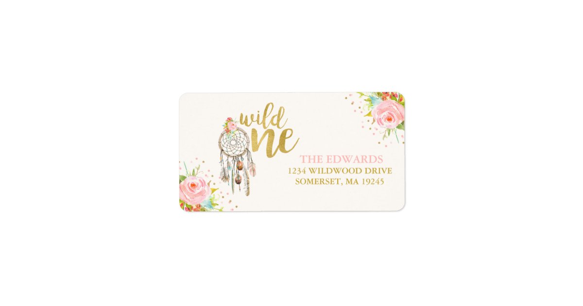 Wild One Address Labels Boho Floral Wild One Party | Zazzle