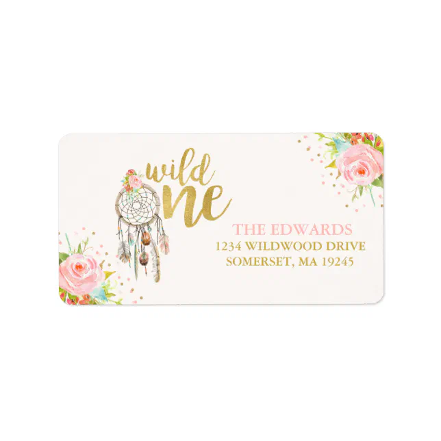 Wild One Address Labels Boho Floral Wild One Party | Zazzle