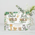 Wild One and Three Combined Zoo 1st 3rd Birthday Invitation | Zazzle