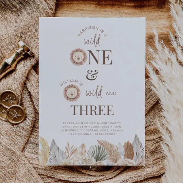 Wild One and Wild and Three Joint Invite | Zazzle
