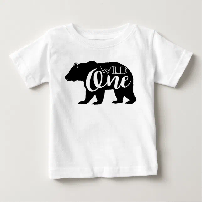 Wild One Bear | First Birthday Party Baby T-Shirt | Zazzle