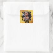 Wild ONE {Bear} Gold Foil 1st Birthday Photo Square Sticker | Zazzle