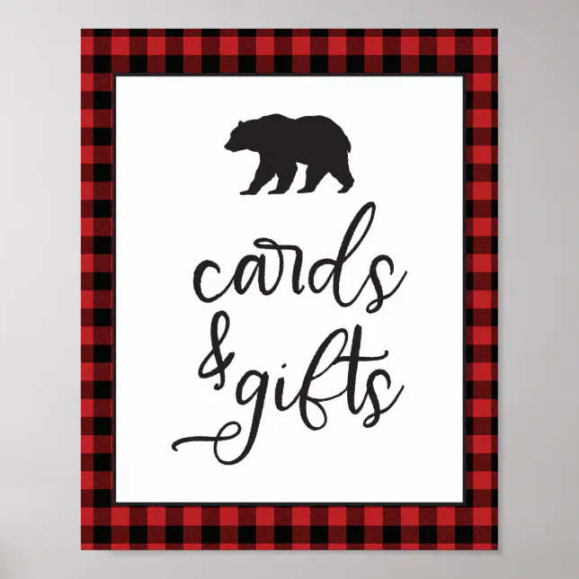Wild One Bear Red Buffalo Plaid Cards and Gifts Poster | Zazzle