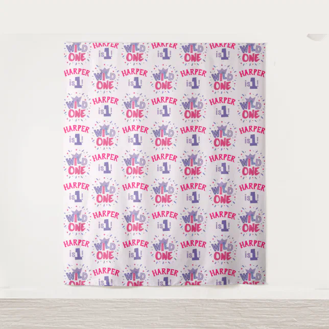 Wild One Birthday Girl Party Backdrop | Zazzle