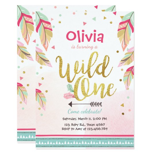Wild One birthday invitation First birthday Girl | Zazzle.com
