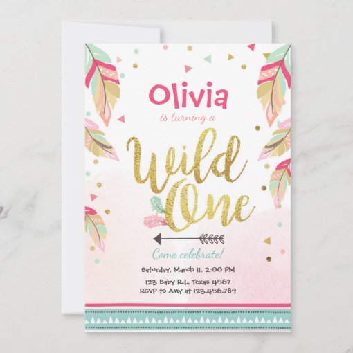 Wild One birthday invitation First birthday Girl | Zazzle