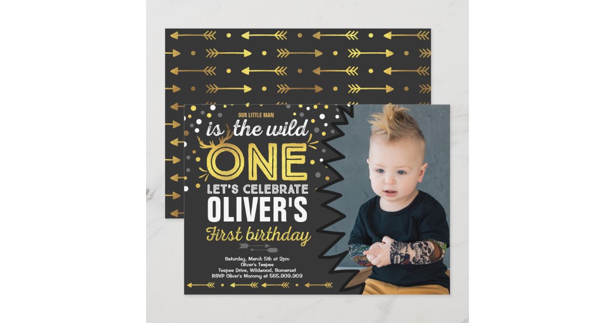 Wild One Birthday Invitation Modern Wild One Party | Zazzle