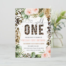 Wild One Birthday Leopard Print Wild Jungle Party Invitation | Zazzle