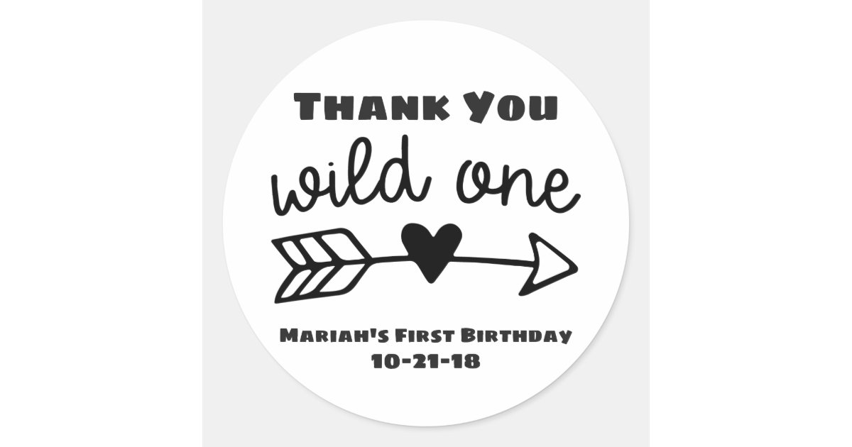 Wild One Birthday Thank You Stickers | Zazzle