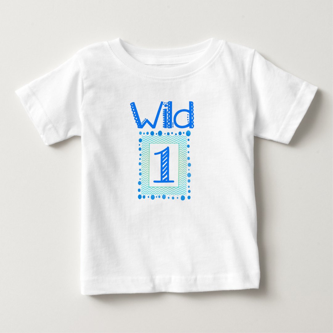 Wild One Blue Green First Birthday Outfit Baby T-Shirt | Zazzle