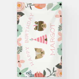 Wild One | Boho Woodland Animals Birthday Party Banner | Zazzle