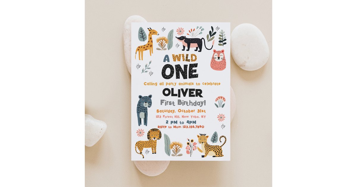 Wild One Boy First Birthday Invitation | Zazzle