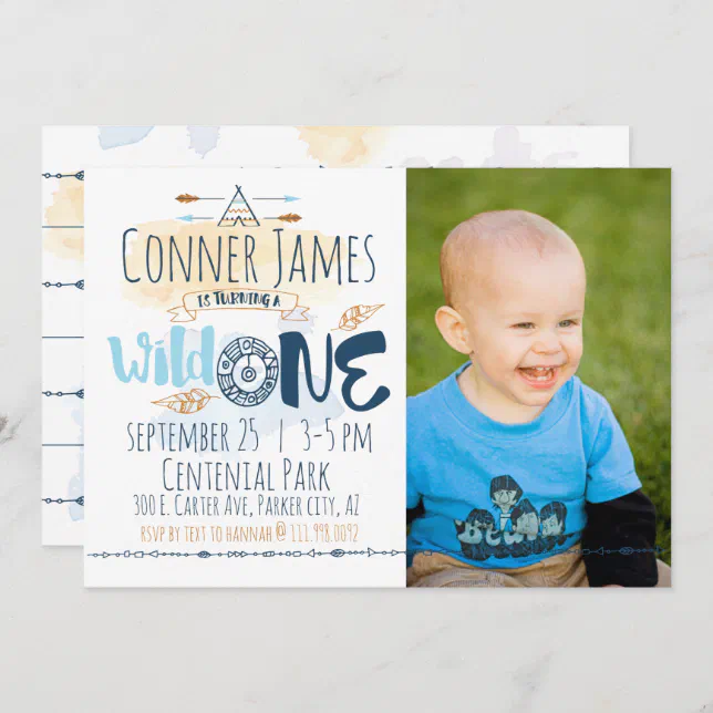 Wild One Boy First Birthday Invitation | Zazzle