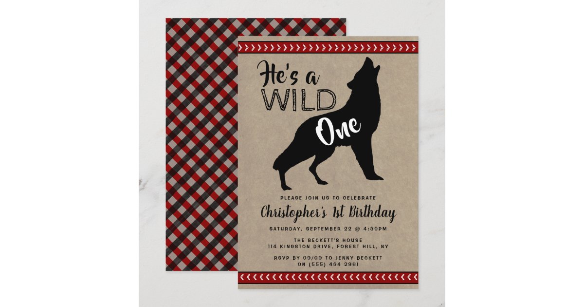 Wild One Boys First Birthday Party Invitations | Zazzle