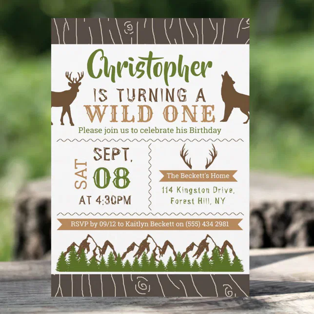 Wild One Boys First Birthday Party Invitations | Zazzle