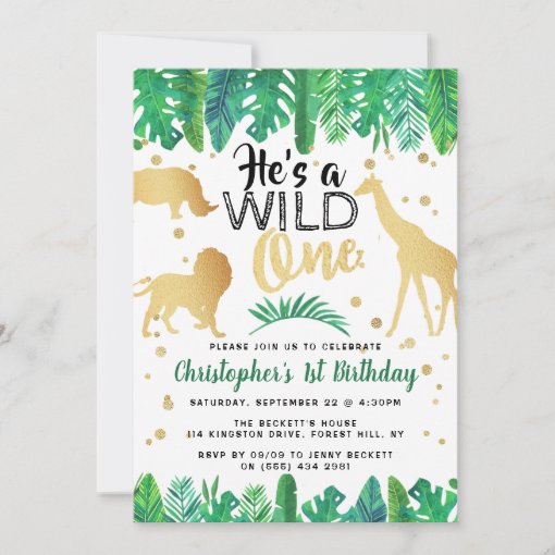 Wild One Boys First Birthday Party Invitations | Zazzle