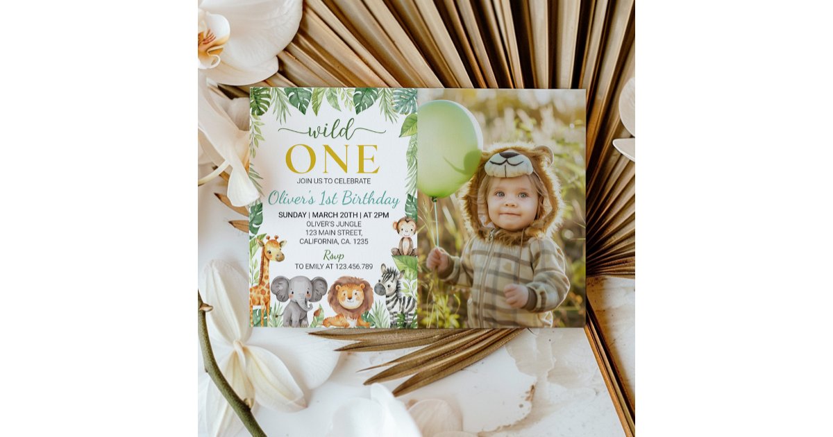 Wild One Cute Safari Animals Birthday Invitation | Zazzle