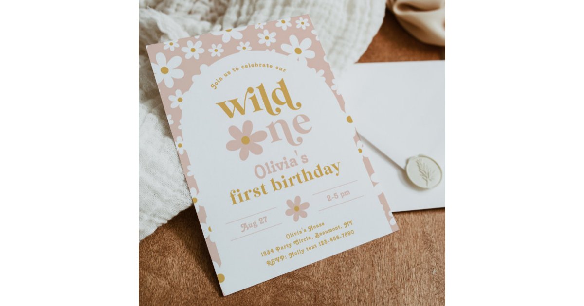 Wild One Daisy Birthday Invitation | First | Zazzle