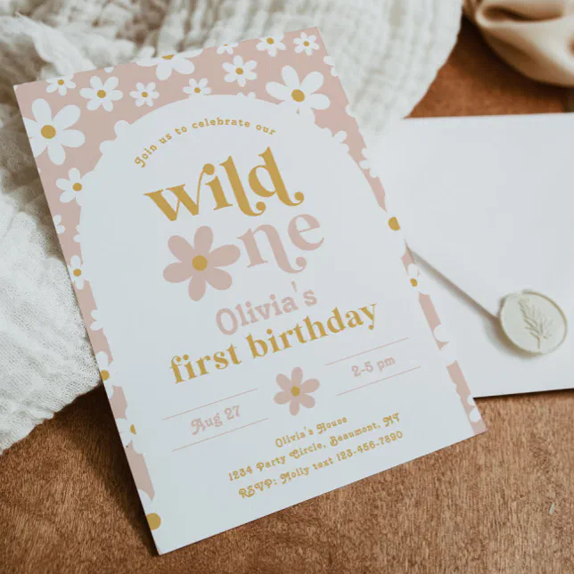 Wild One Daisy Birthday Invitation | First | Zazzle
