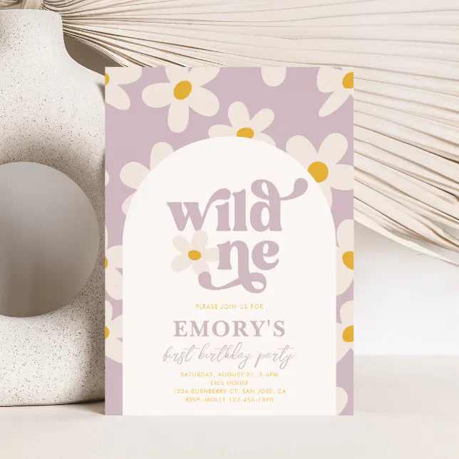 Wild One Daisy First Birthday Invitation | Zazzle