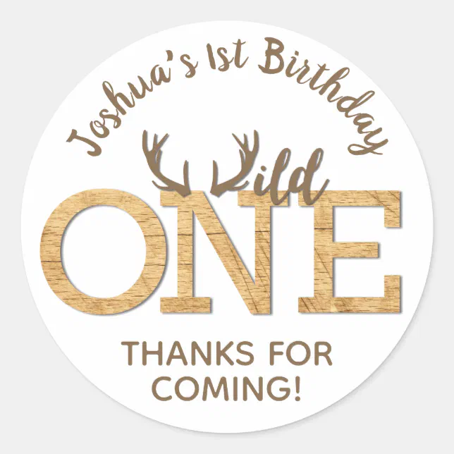 Wild One First 1st Birthday Favor Sticker Label | Zazzle