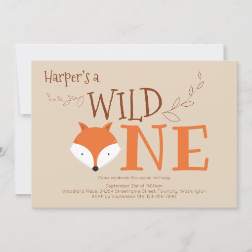 Wild One Fox Animal First Birthday Invitation | Zazzle