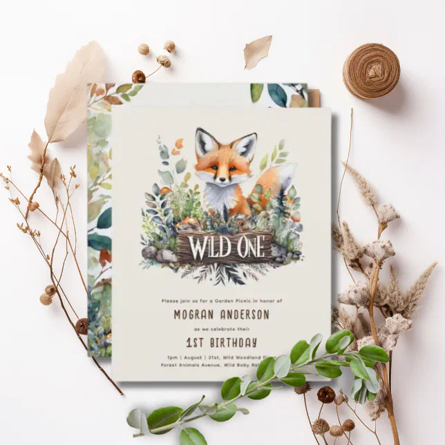 Wild One Fox Baby Woodland Animals 1st Birthday | Zazzle